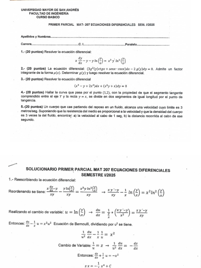 mat 207 Soluciones de Primer Parcial | PDF