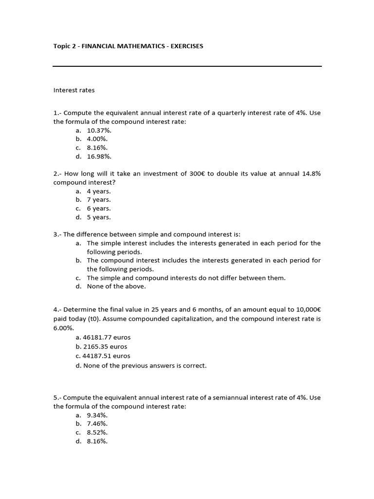 T2 ENG Questions | PDF | Interest | Present Value