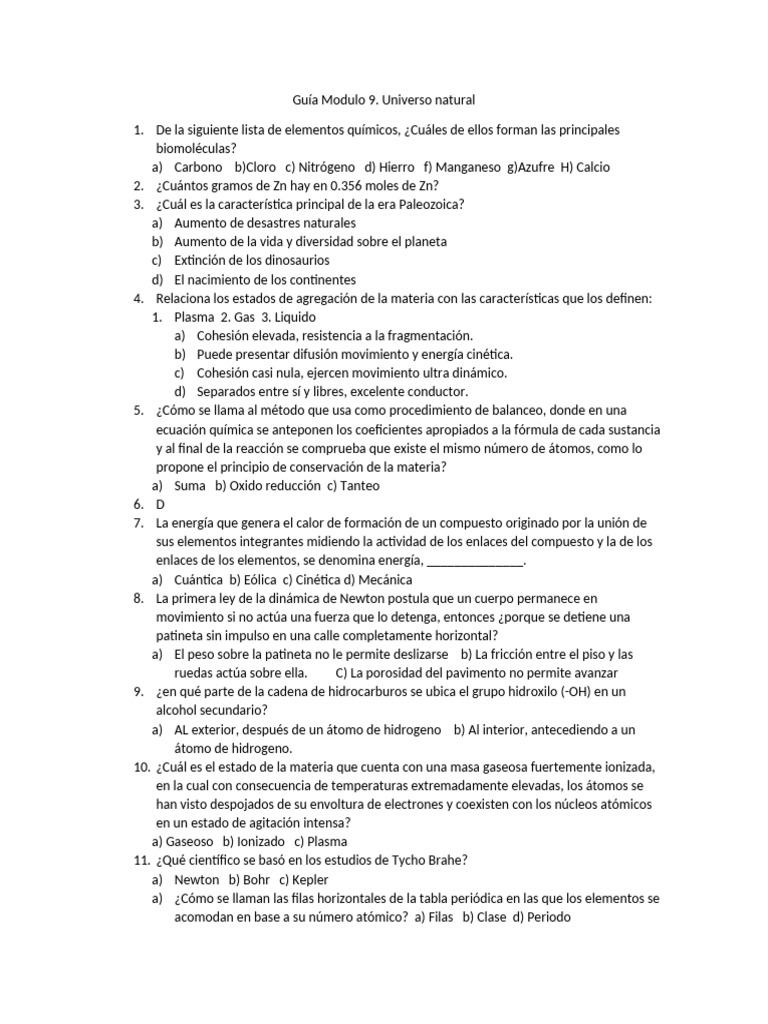 Guia Modulo 9 | PDF | Tabla periódica | Química