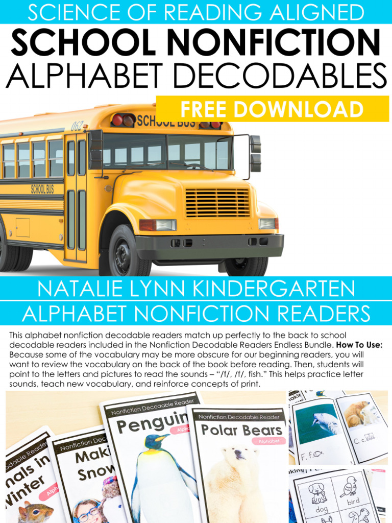 FREEBacktoSchoolAlphabetDecodableReadersKindergartenPreschoolPreKBooks ...