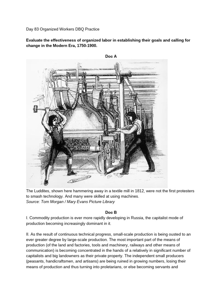 Organized Labor DBQ Practice Guide | PDF | Labour Economics | Socialism