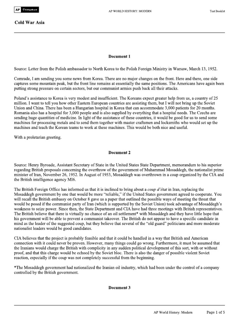 Cold War Asia DBQ Practice | PDF