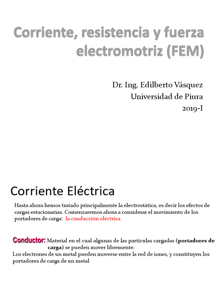 02 Corriente Resistencia FEM | PDF | Corriente eléctrica | Resistencia ...