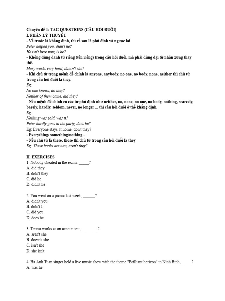 Understanding Tag Questions in English | PDF