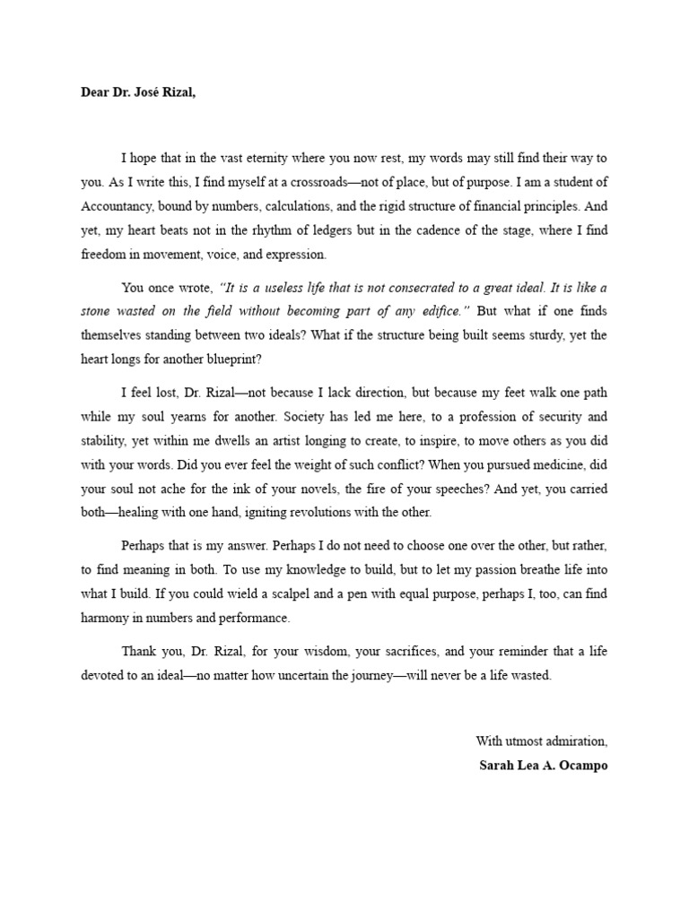 Dear Dr. Jose Rizal | PDF