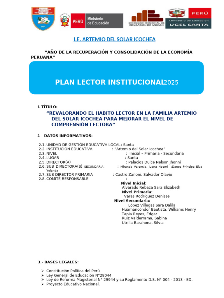 Plan Lector Original 2025-Final | PDF | Aprendizaje | Pensamiento