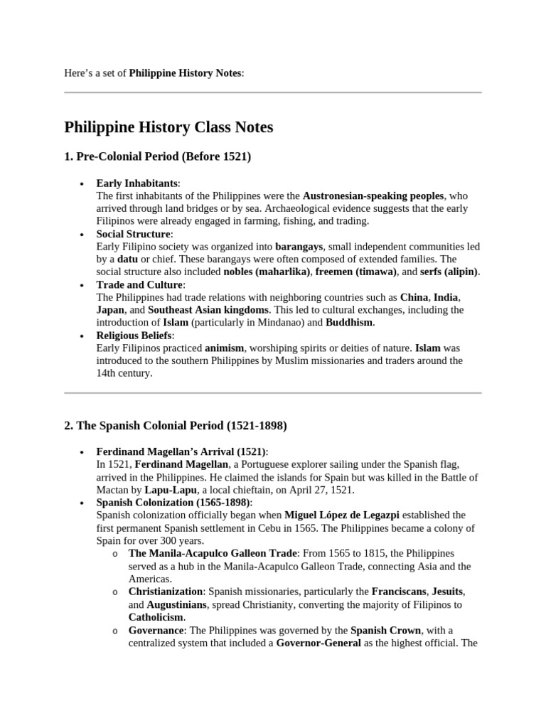 PH History notes | PDF | Philippines