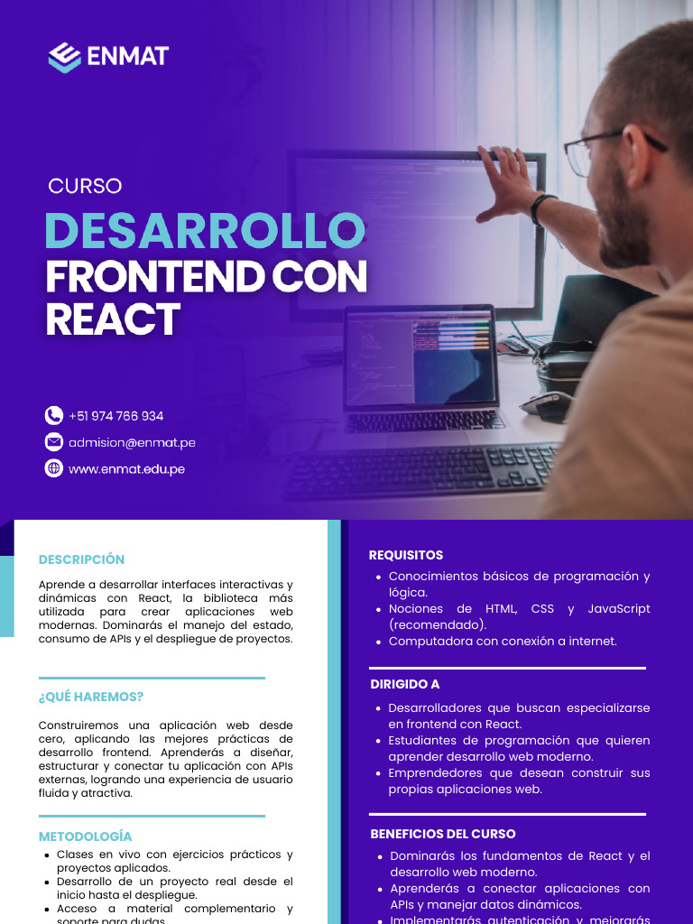 Curso Desarrollo Frontend Con React - ENMAT | PDF | Desarrollo web | Aplicación web