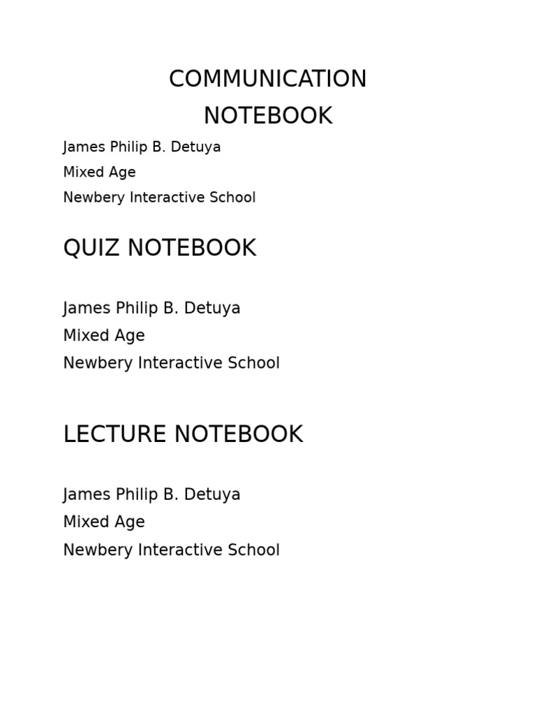 Communication Notebook Overview | PDF