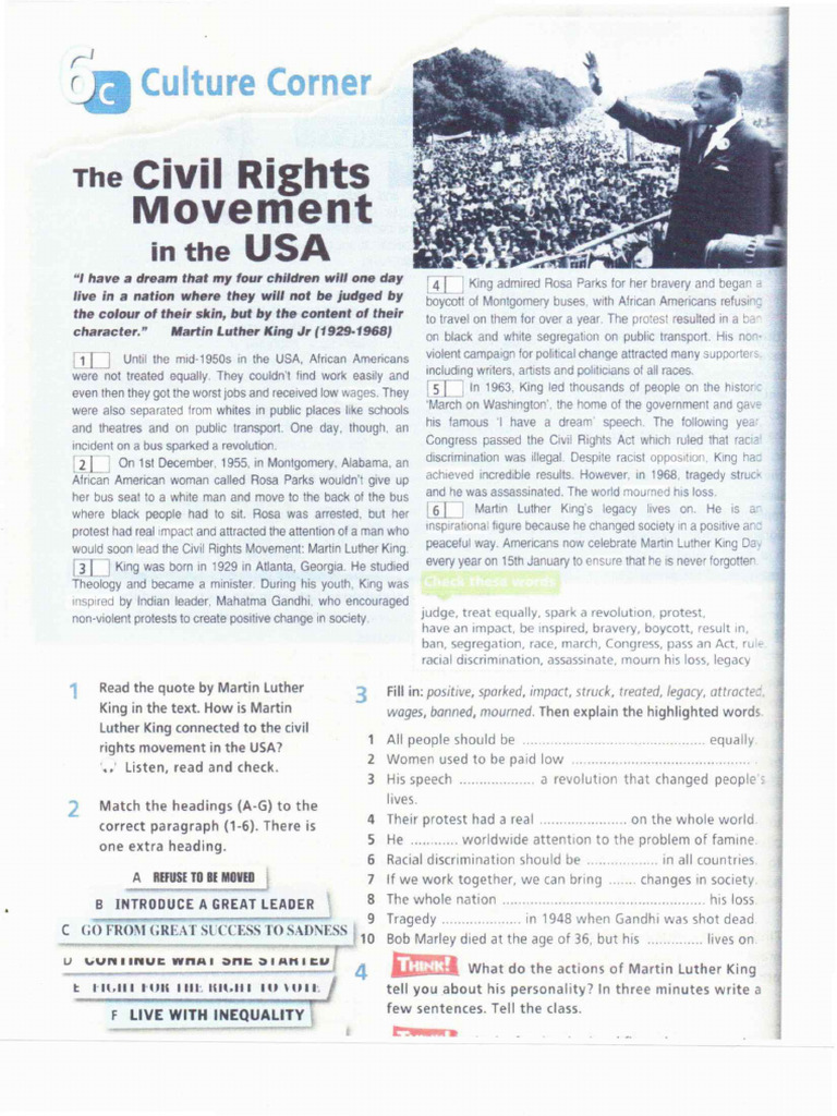 The Civil Rights Movement in The USA | PDF