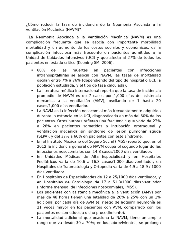 Prevención de Neumonía en Ventilación Mecánica | PDF | Neumonía ...