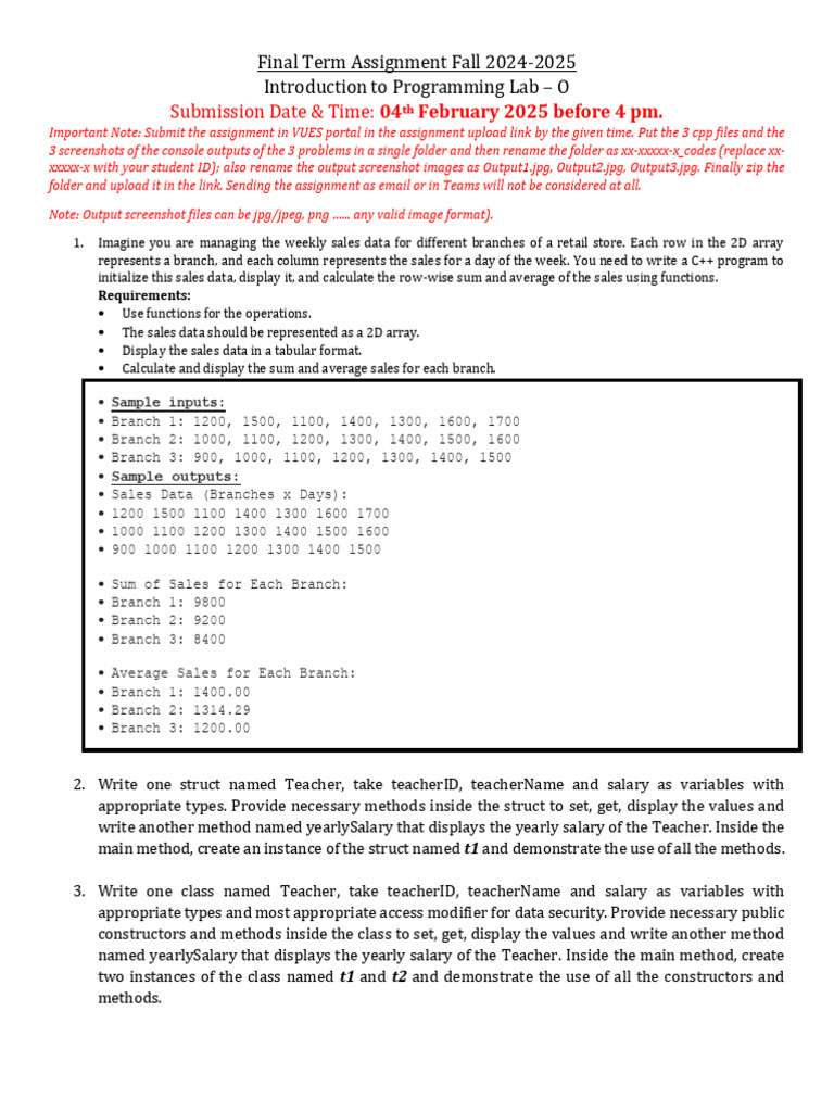 IP Lab-Final Term Assignment FALL 2024-2025 | PDF | Constructor (Object ...