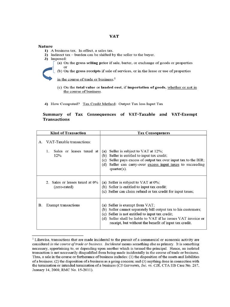 Vat Lecture Notes | PDF
