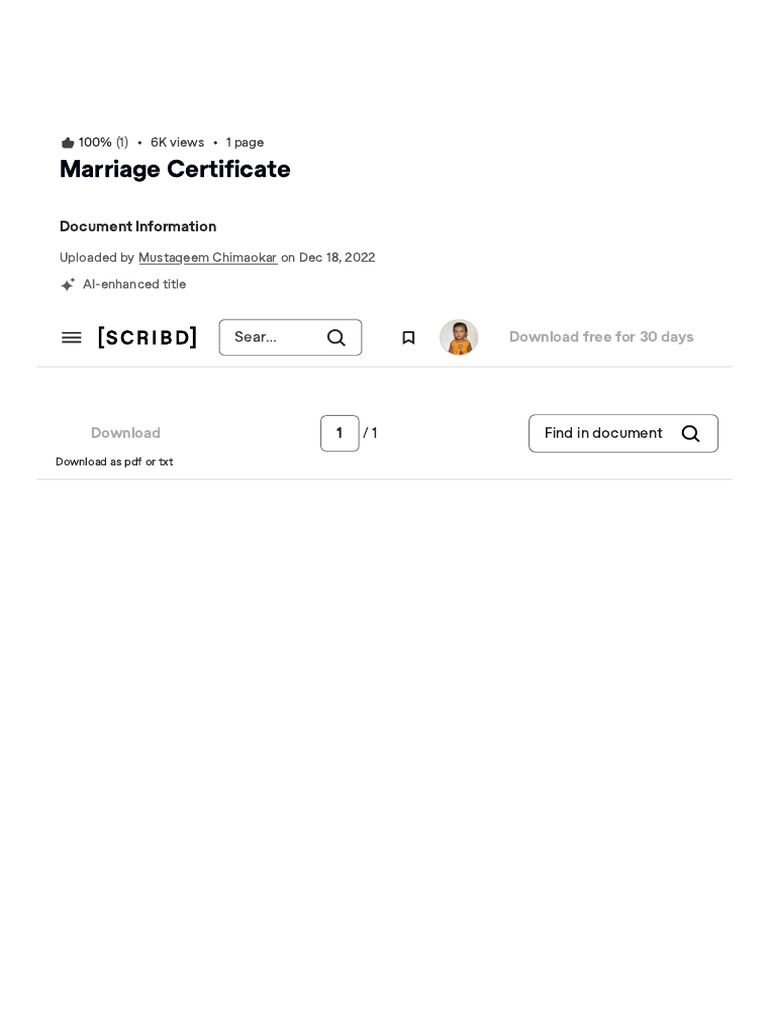 Marriage Certificate - PDF | PDF