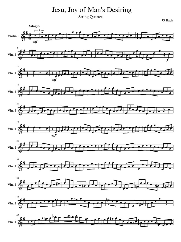 Jesu, Joy of Man's Desiring Sheet Music | PDF | Violin | Classical Music