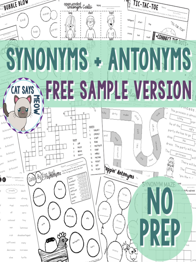 Free Sample Version: Synonyms + Antonyms | PDF | Lexical Semantics ...