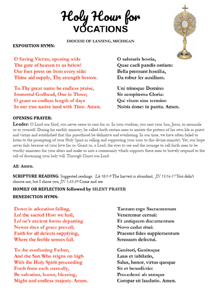 Holy Hour for Vocations Prayer Guide | PDF