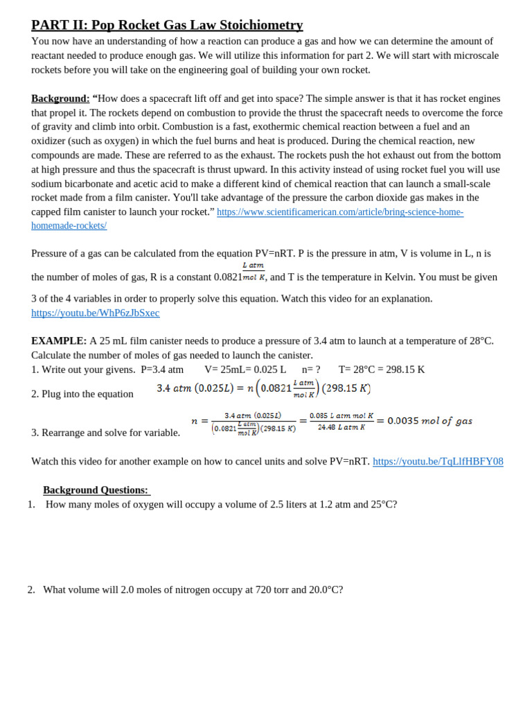 lab_stoich_poprockets | PDF | Stoichiometry | Combustion