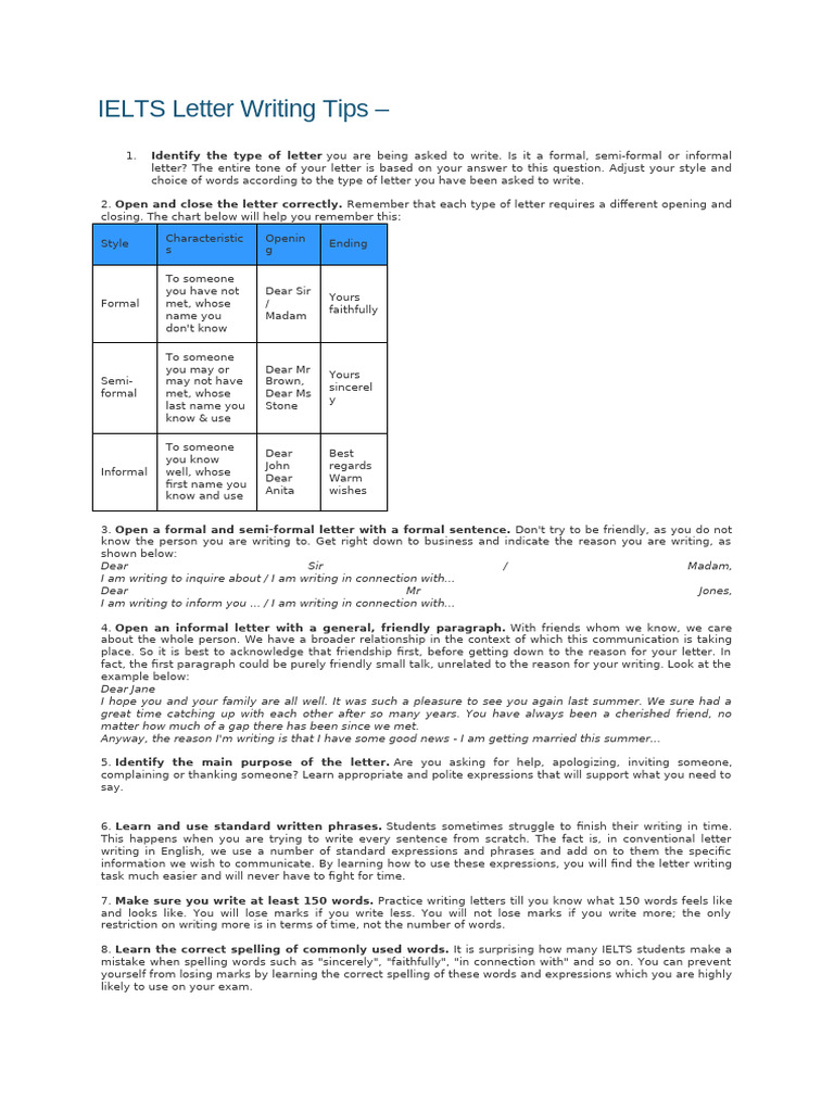 IELTS Letter Writing Strategies | PDF | Paragraph | Madam