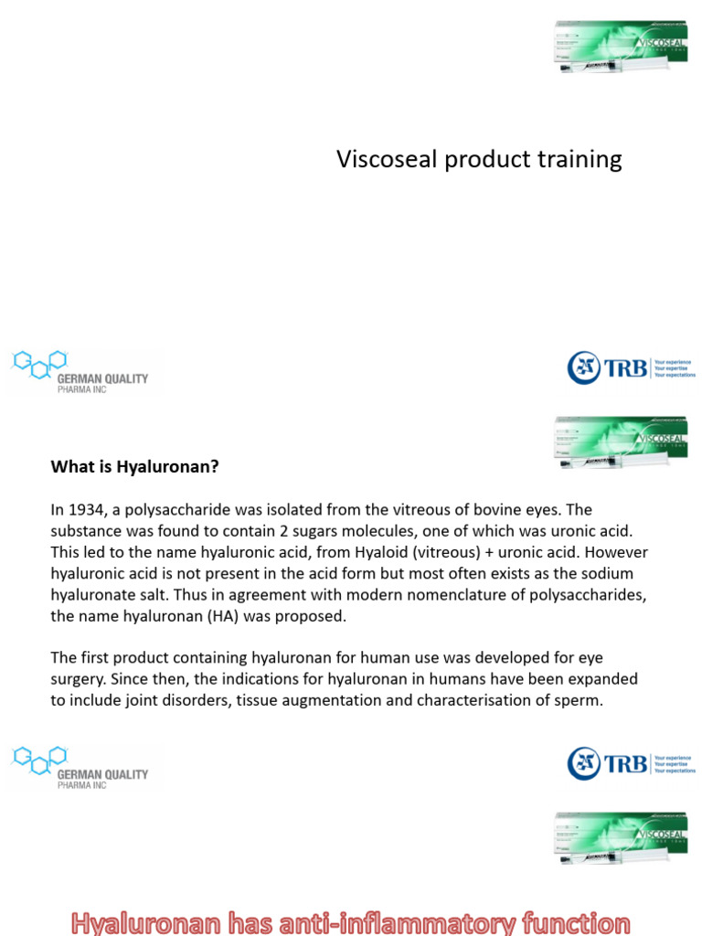 Viscoseal product training | PDF | Cartilage