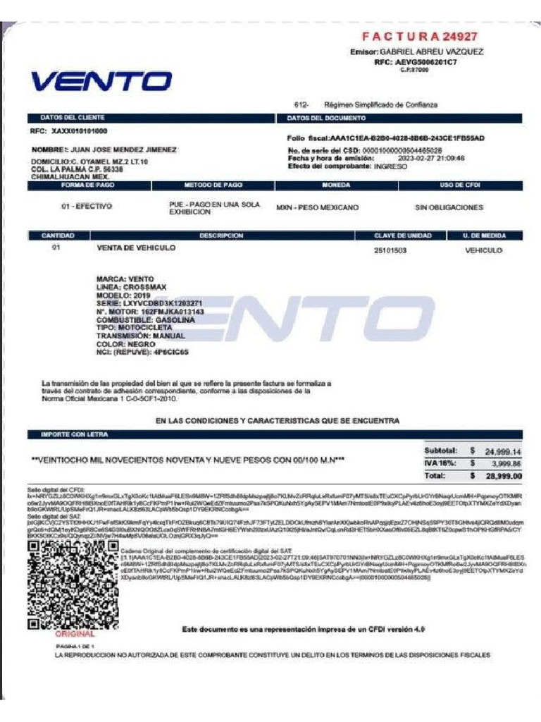 Facturas Vento | PDF