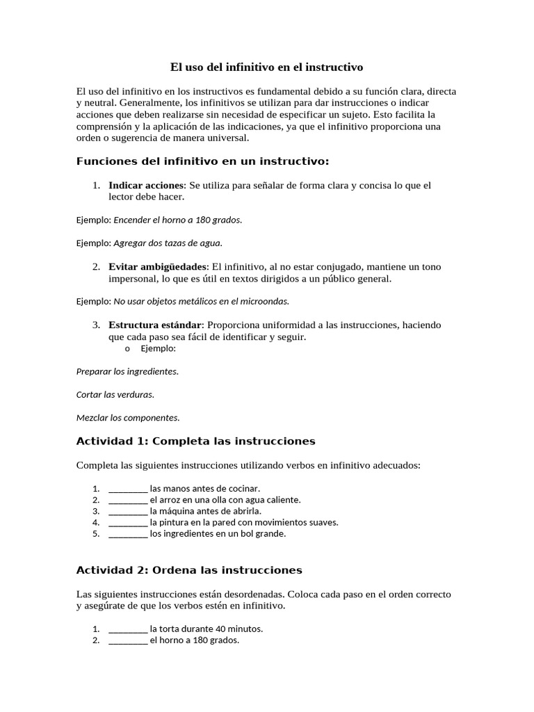 Instructivos con Verbos en Infinitivo | PDF | Verbo
