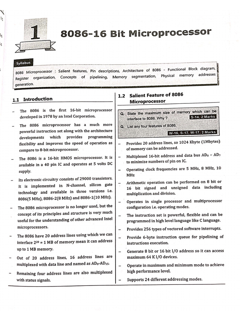 UNIT NO 1-8086 MICROPROCESSOR (3) | PDF