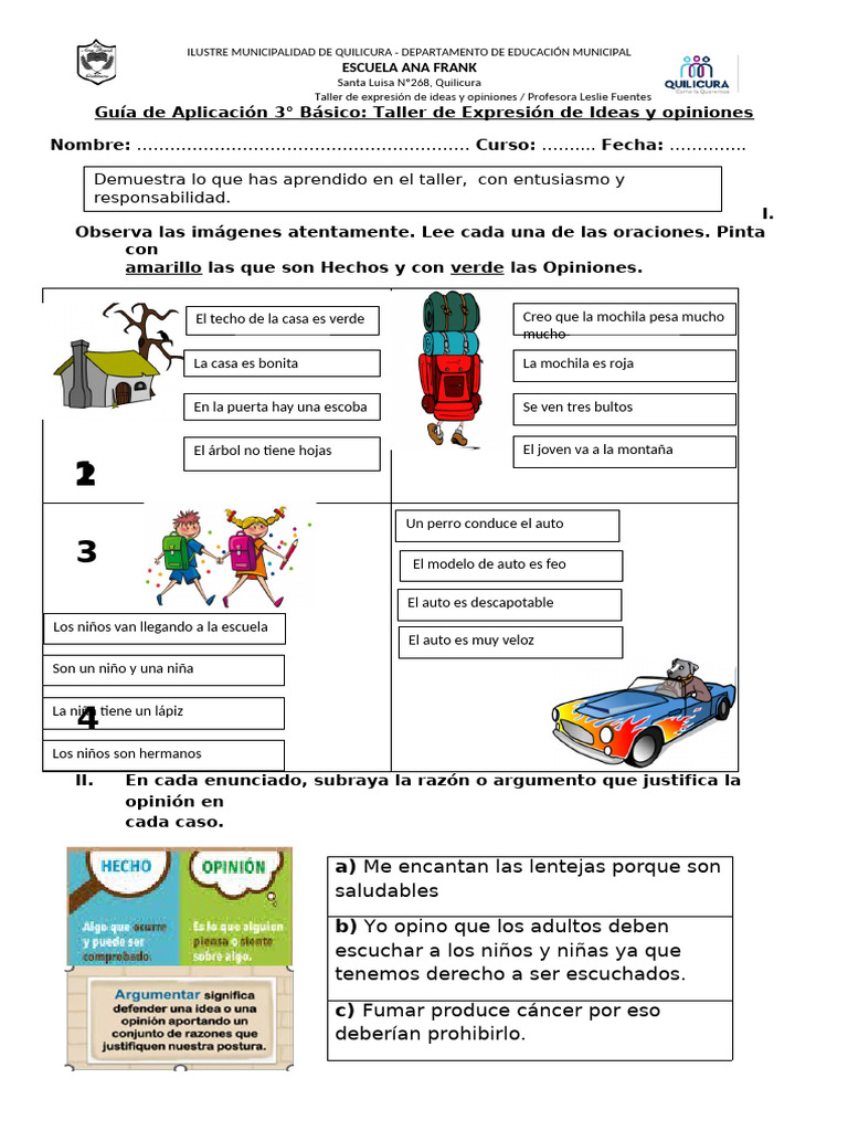 Taller de Expresión para 3° Básico | PDF