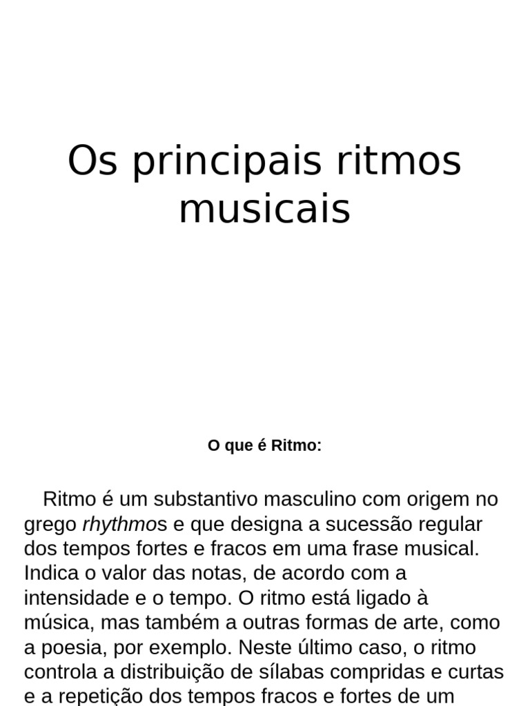 Os Principais Ritmos Musicais | PDF | Música hip hop | Funk