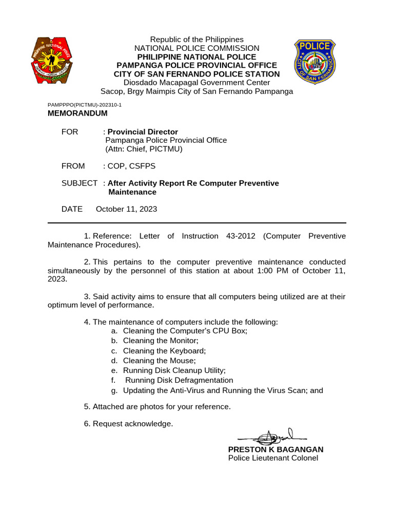 Aar - Dictm Preventive Maintenance October 2023 | PDF