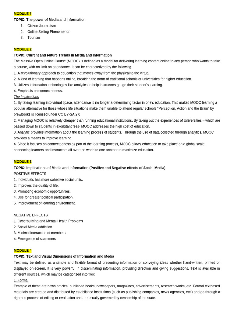 Compilation Modules Mil 12 | PDF | Typefaces | Massive Open Online Course