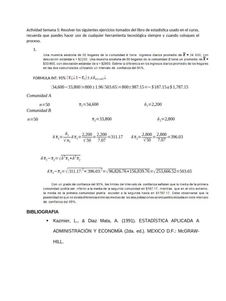 Actividad 9 Cap 9 Otros Intervalos de Confianza | PDF