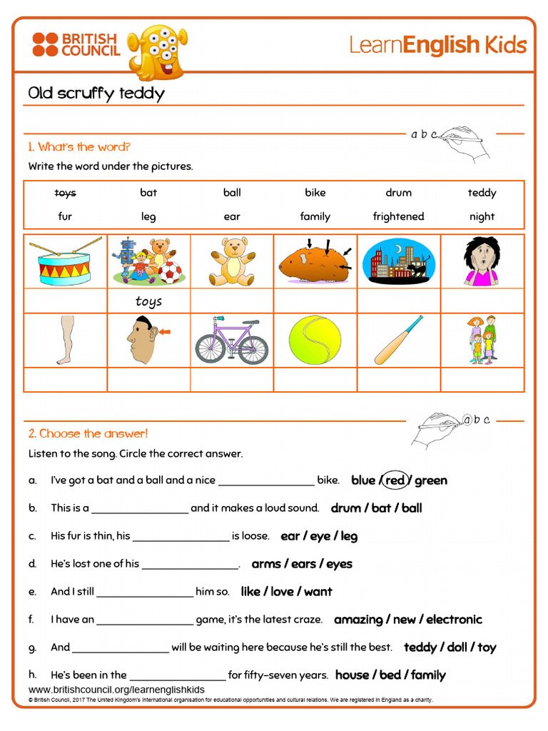 Song-Scruffy teddy-Worksheet | PDF | Play (Activity)