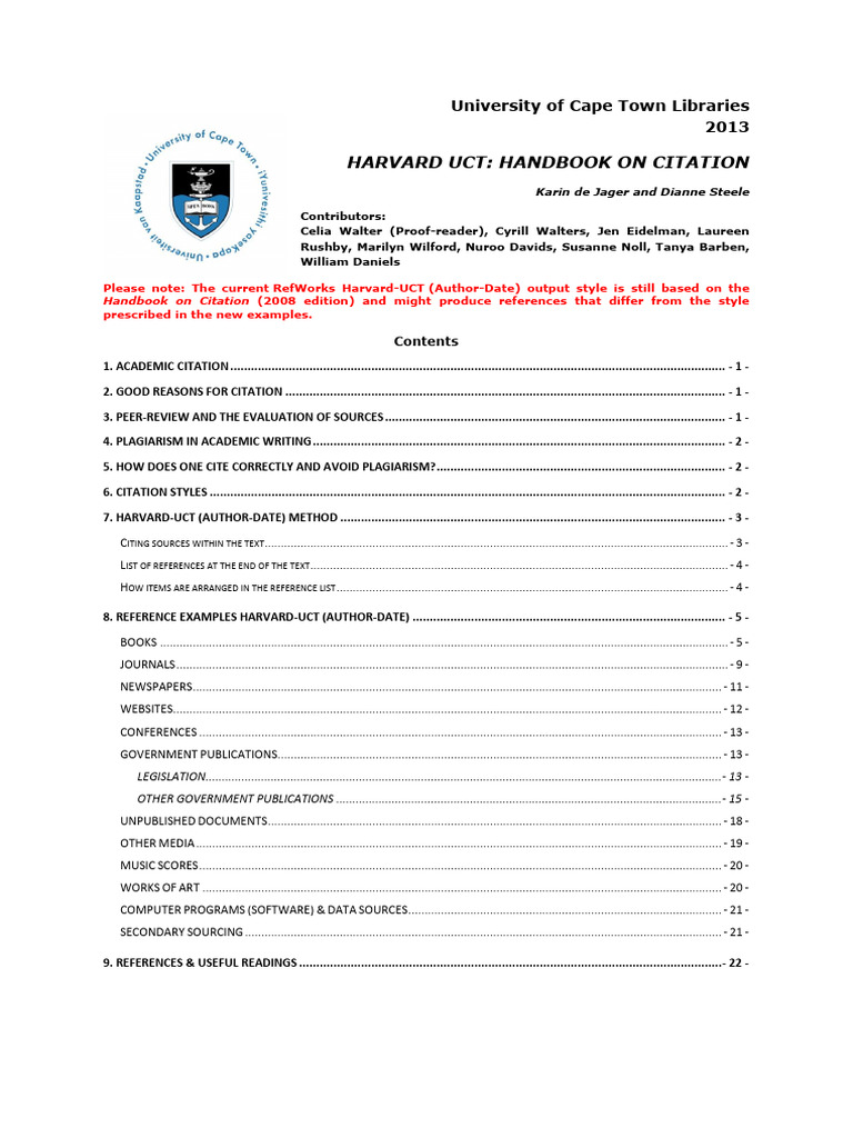 Harvard Uct Citation Handbk | PDF | Hyperlink | Citation