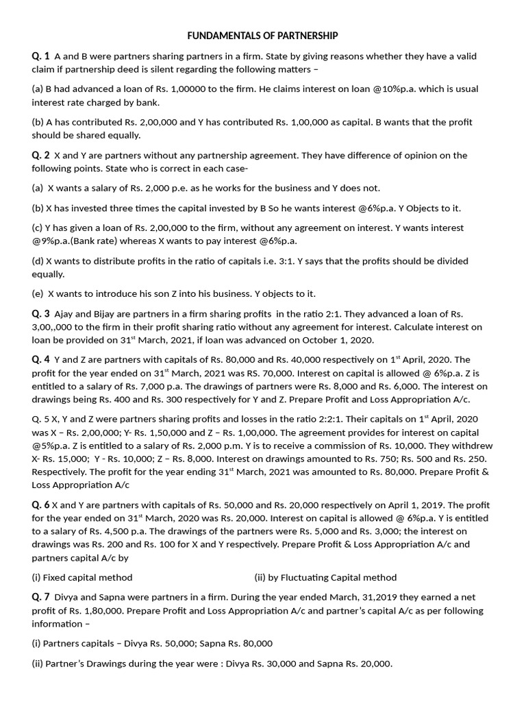 Fundamentals of Partnership | PDF | Partnership | Interest