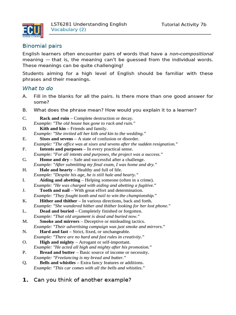 Understanding Binomial Pairs in English | PDF