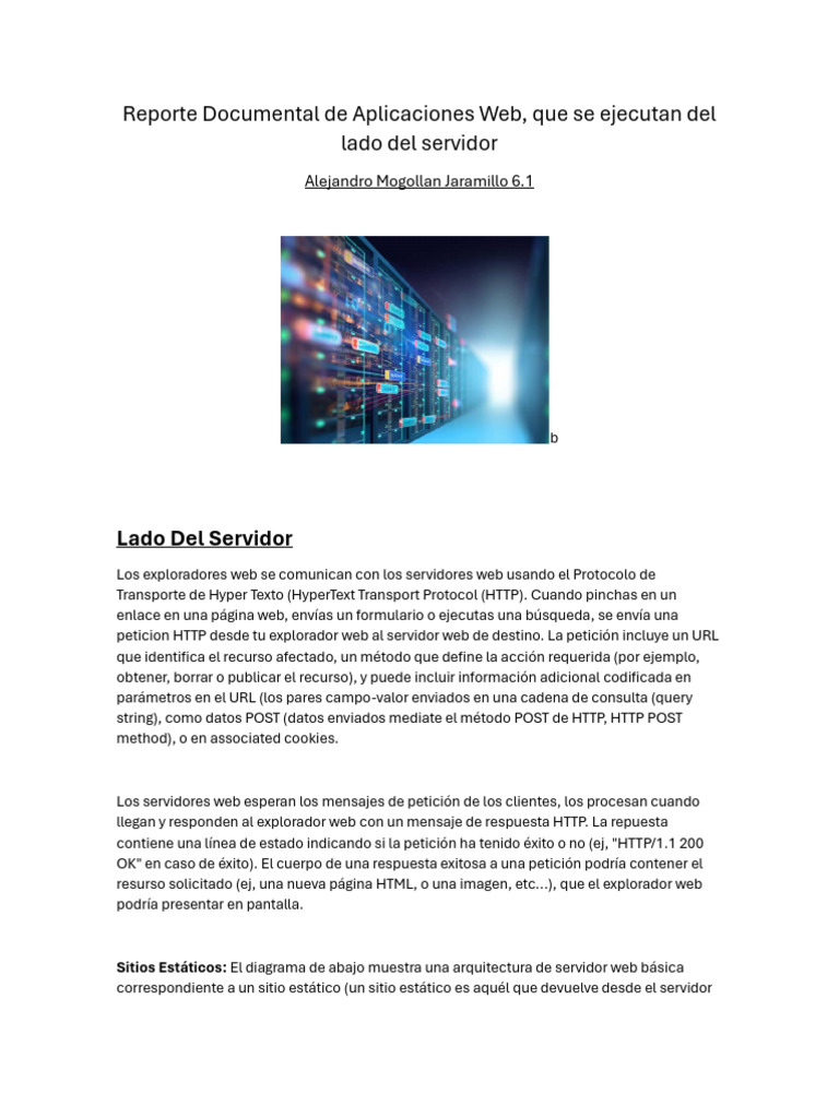 Reporte Documental de Aplicaciones Web - Alejandro Mogolllan 6.1 | PDF | Servidor web | Internet ...