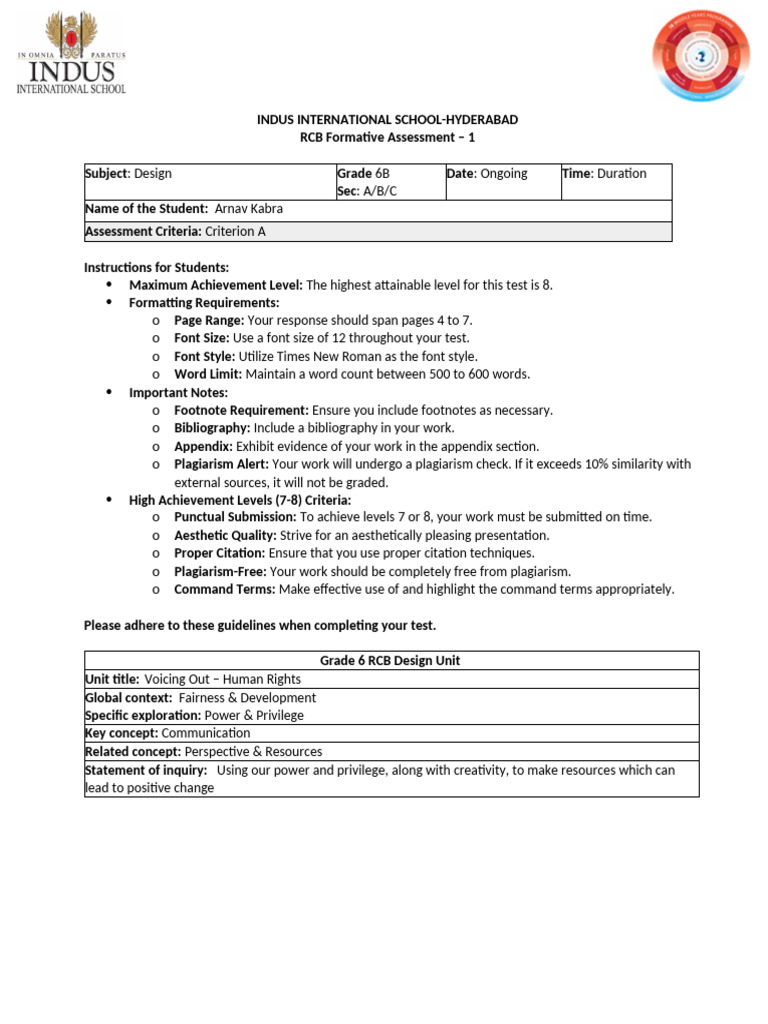 Arnav Kabra 6B DesignFA1 | PDF | Reason | Information