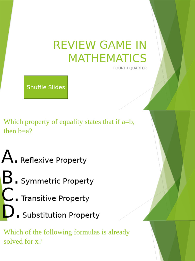 Math Review Game for Fourth Quarter | PDF | Exponentiation | Numbers