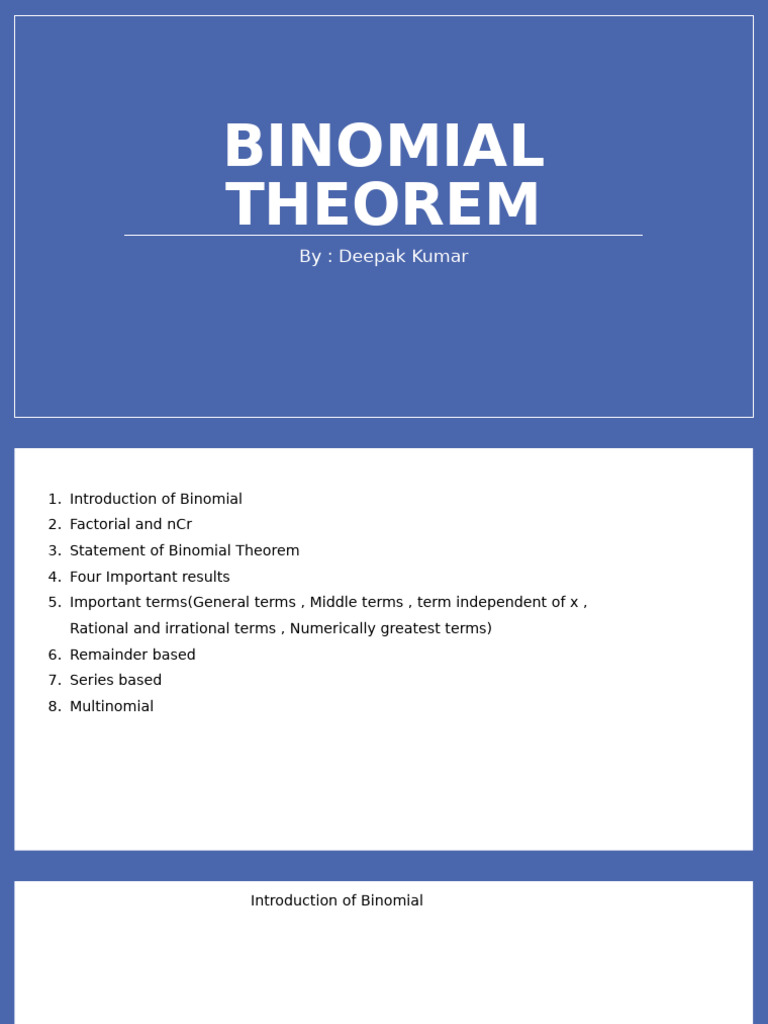 Binomial Theorem | PDF