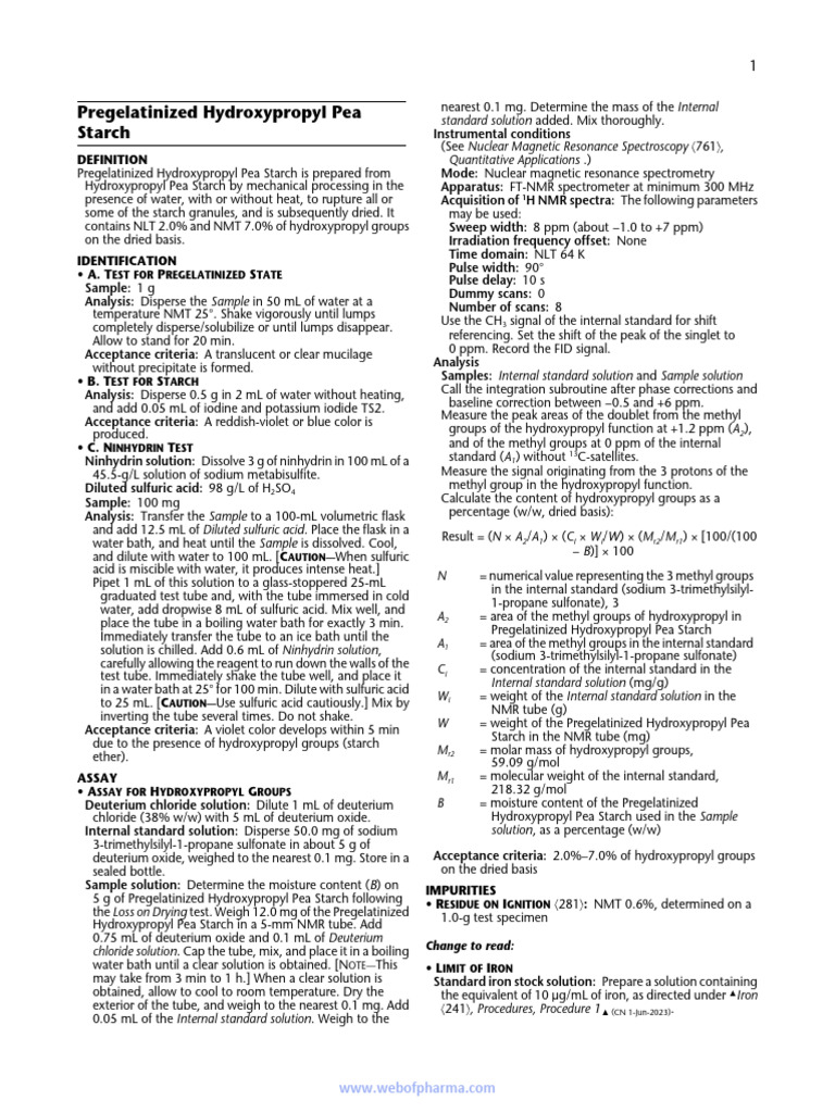 Pregelatinized Hydroxypropyl Pea Starch | PDF | Analytical Chemistry ...