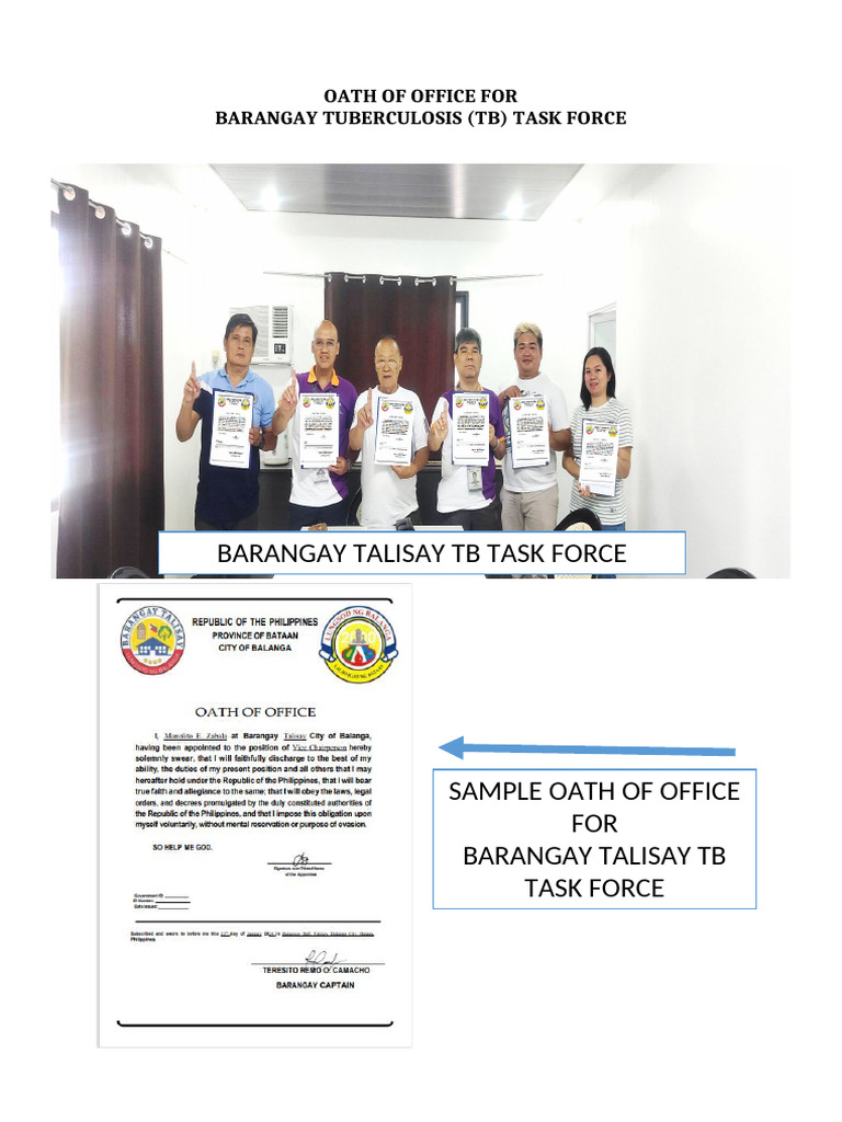 Barangay Talisay TB Task Force Oath | PDF