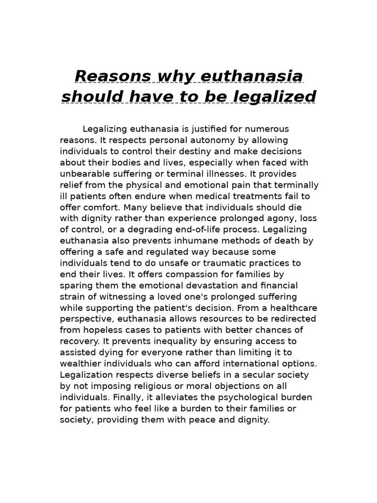 Legalization of Euthanasia Paragraph | PDF | Terminal Illness | Psychology