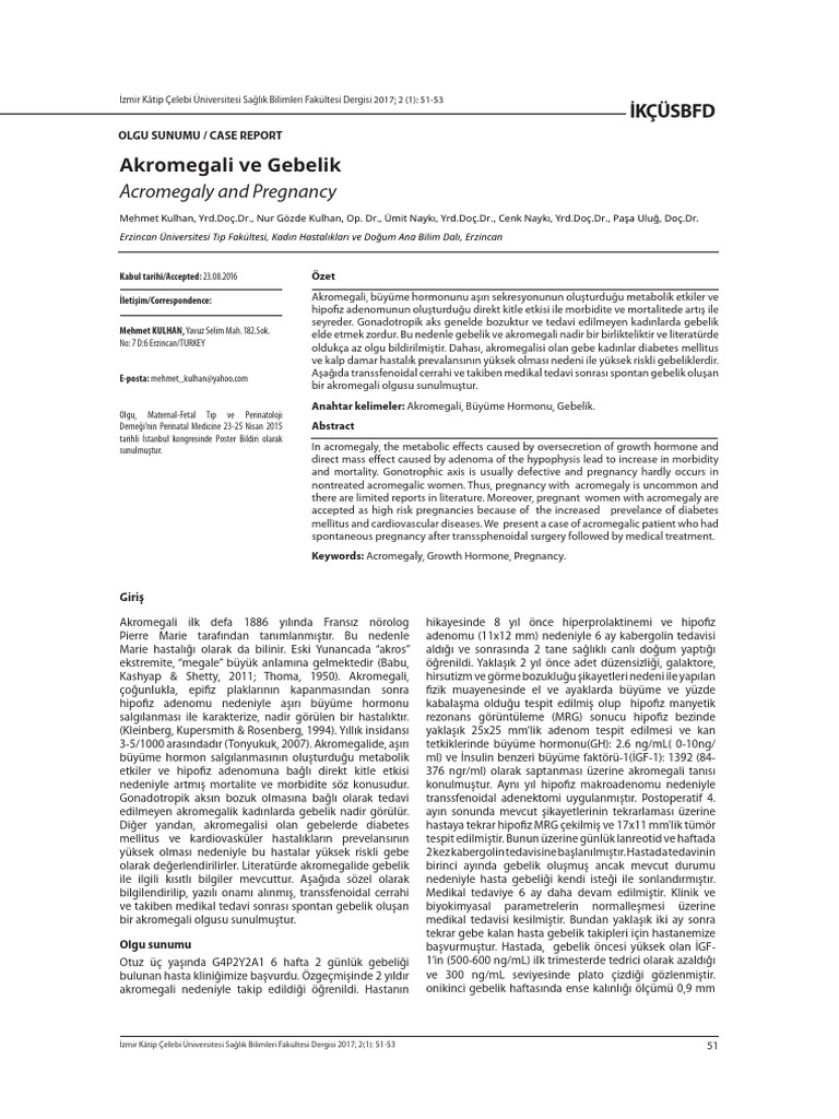 Akromegali Ve Gebelik (#594705) - 766654 | PDF