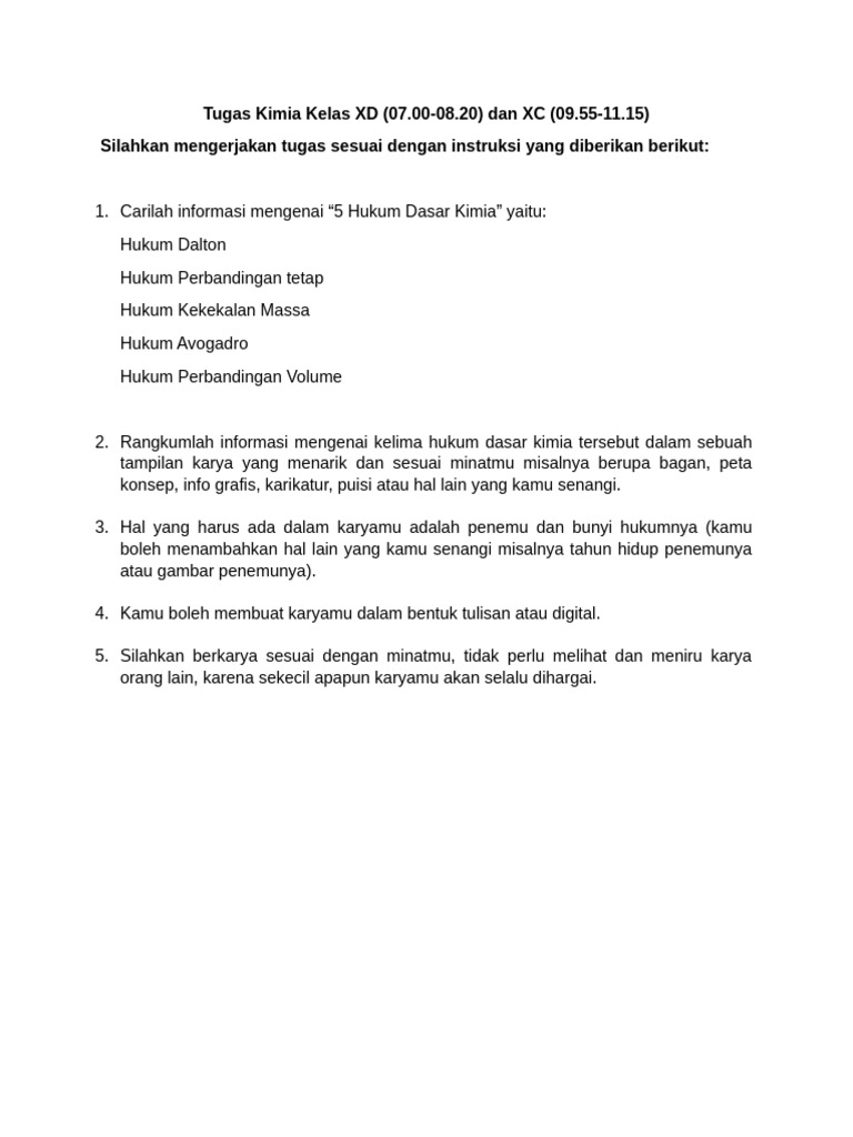 Tugas Kimia Kelas XD | PDF