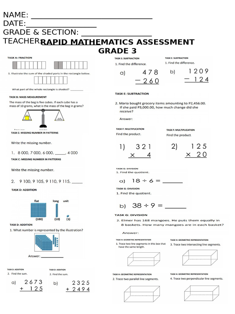 Rma Test in Math | PDF