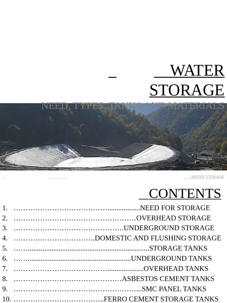 Class - 3a Water Storage | PDF | Building Engineering | Materials