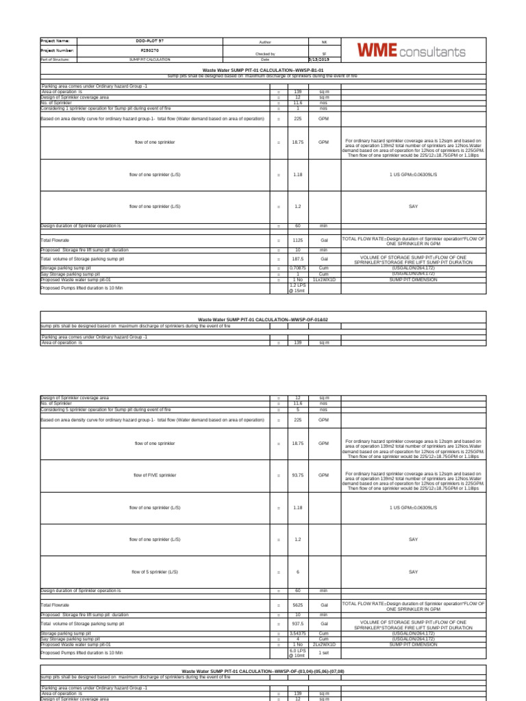 09-Sump Pump Calcs (Plot 97) | PDF | Fire Sprinkler System | Mechanical ...