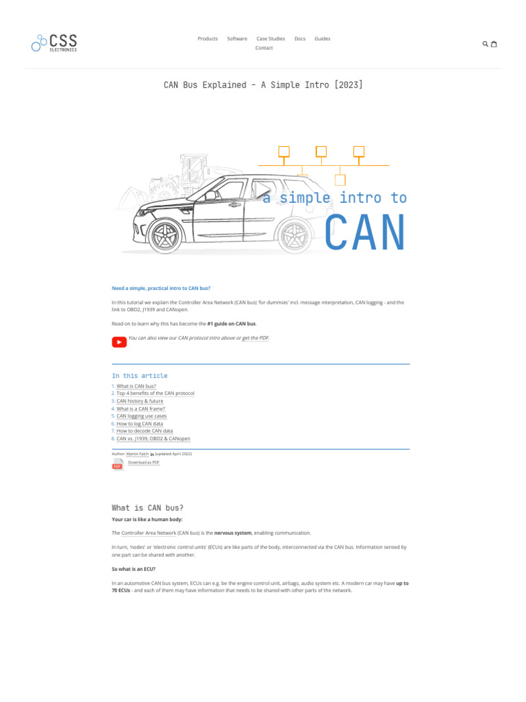 CAN Bus Explained - A Simple Intro (2023) - CSS Electronics | PDF ...