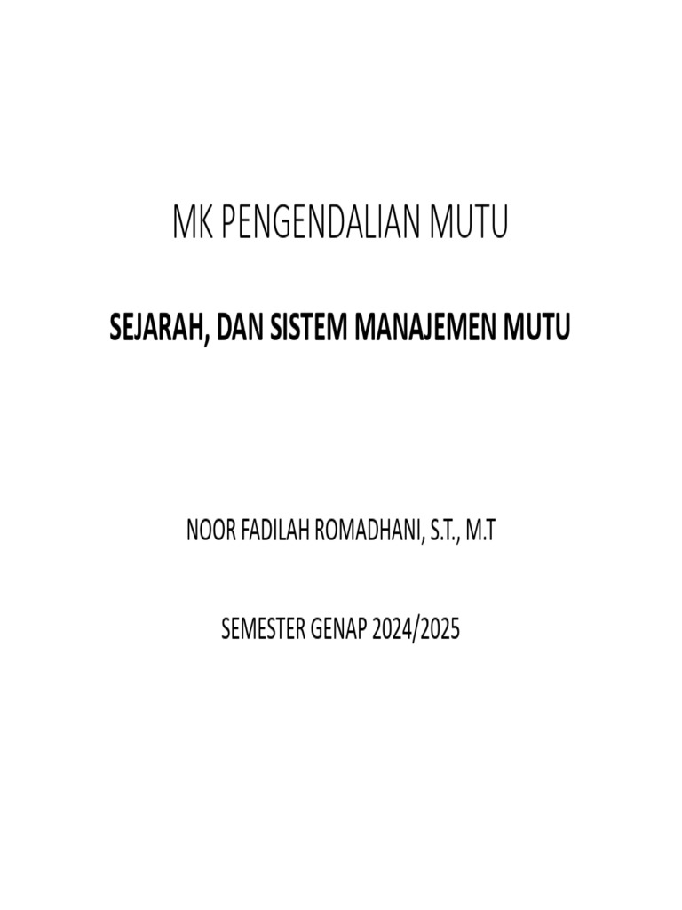 1 Sejarah Sistem Manajemen Mutu | PDF